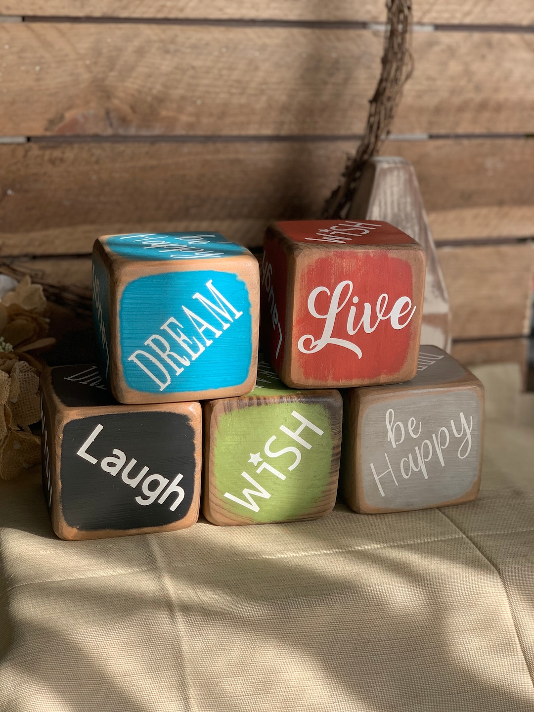 Wooden Inspiration Blocks, Wooden Block, Wooden Block Decor, Signs ...