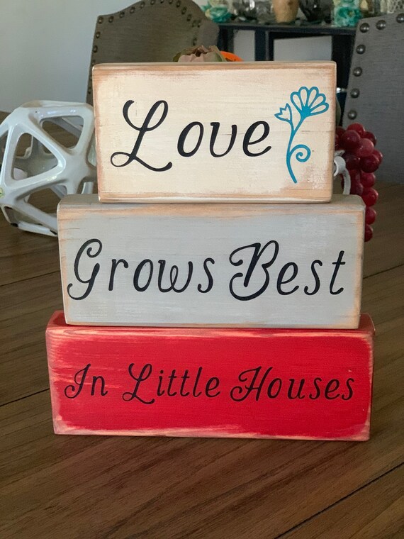 Wooden Block Sign Stacked Block Sign Shelf Sitter Gift for - Etsy