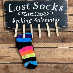 Lost Socks Sign, Laundry Room Wall Sign, Holder, Organizer, Farmhouse ...