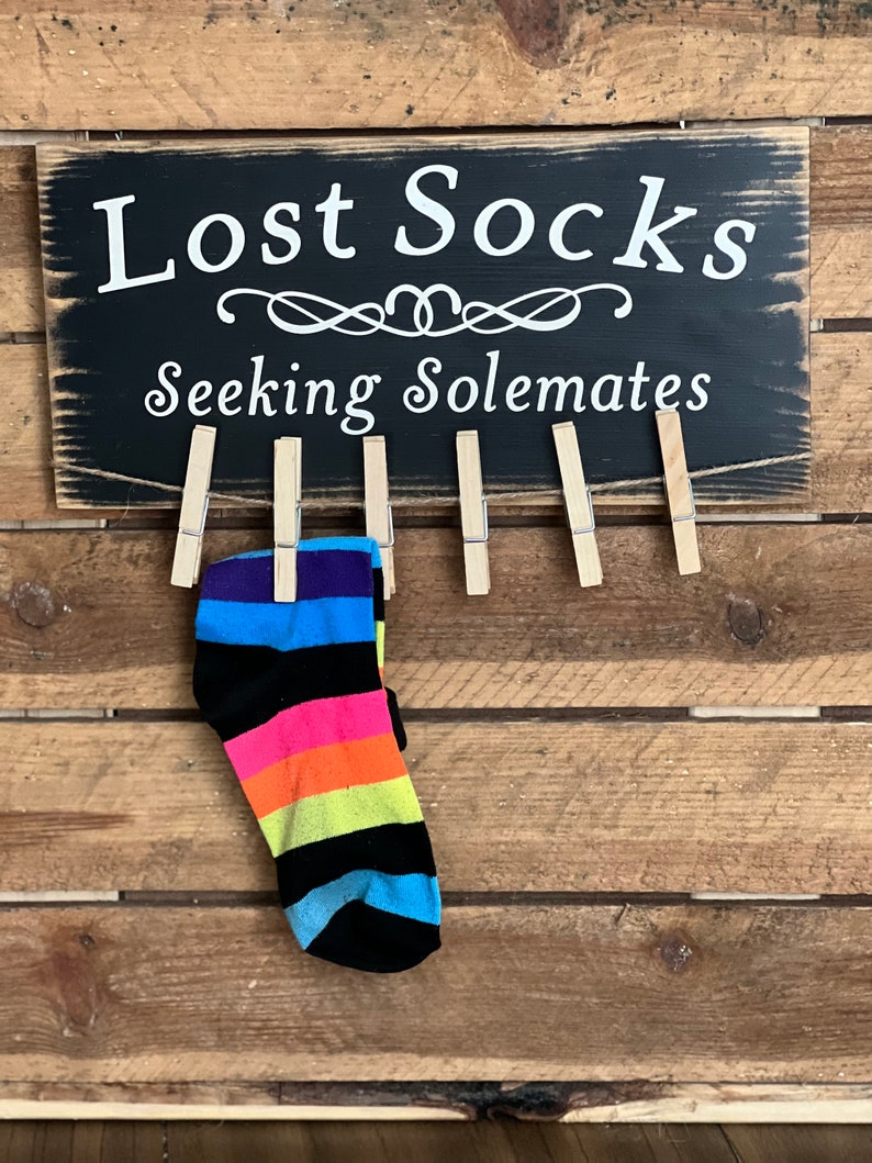 Lost Socks Sign, Laundry Room Wall Sign, Holder, Organizer, Farmhouse ...