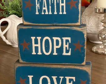 Wooden Block Sign Stacked Block Sign Shelf Sitter Gift for | Etsy