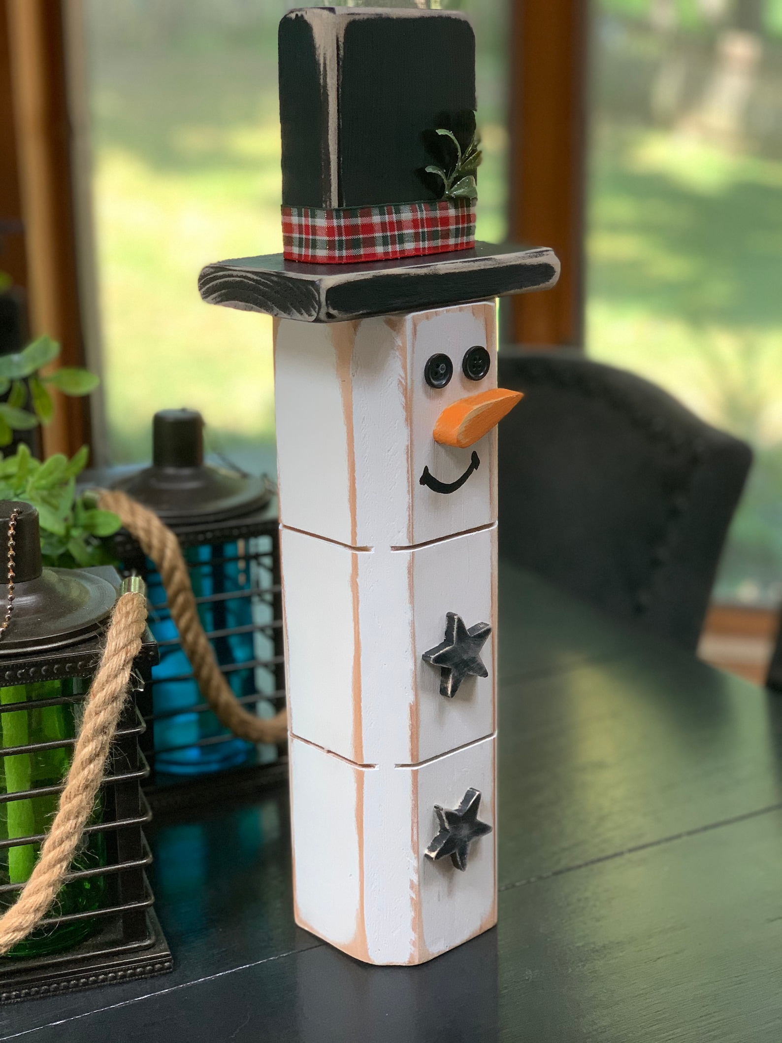Farmhouse Christmas Snowman Decor Wood Snowman Rustic - Etsy