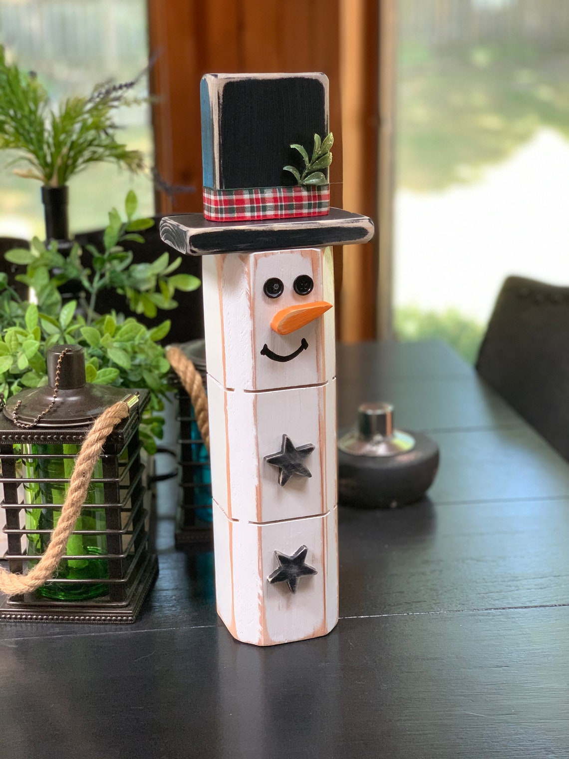 Farmhouse Christmas Snowman Decor Wood Snowman Rustic - Etsy