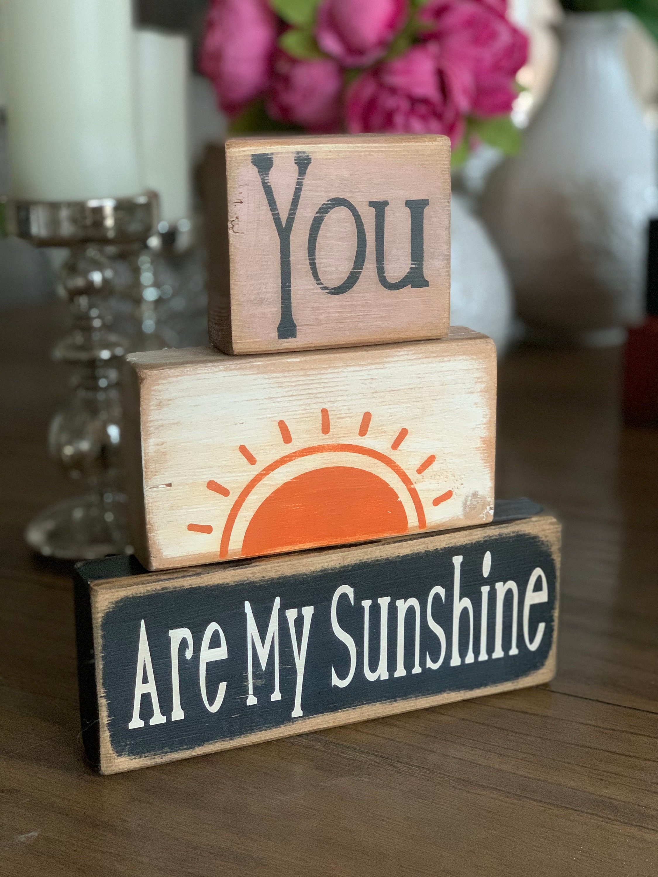 Wooden Block Sign Stacked Block Sign Shelf Sitter Gift for - Etsy