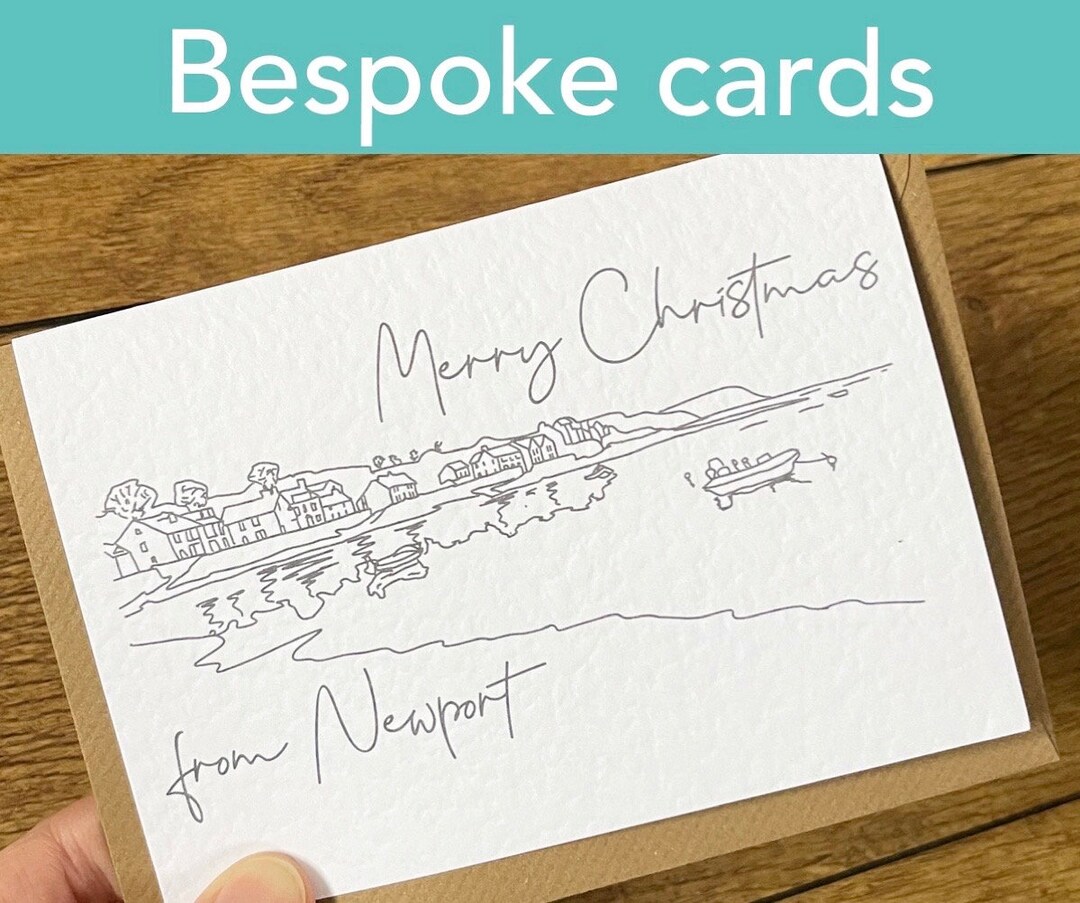 CUSTOM CARDS & PRINTS Bespoke Digital Monotone Line Drawing of Your ...