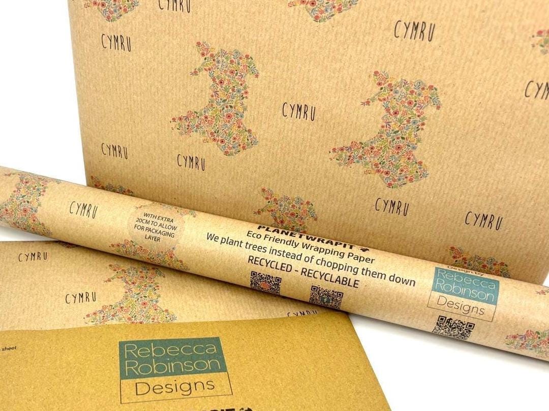 Map of Wales Papur Lapio Floral Welsh Map Wrapping Paper | Cymru Design ...