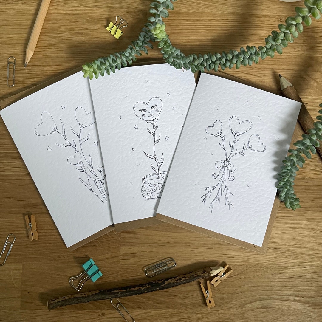 3 Heartfelt Anthrotanical Greeting Cards - Set of 3 Heart Themed ...