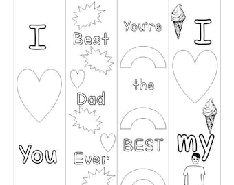 Father's Day Colouring DIY Bookmarks | Set of 4 Father Bookmarks ...