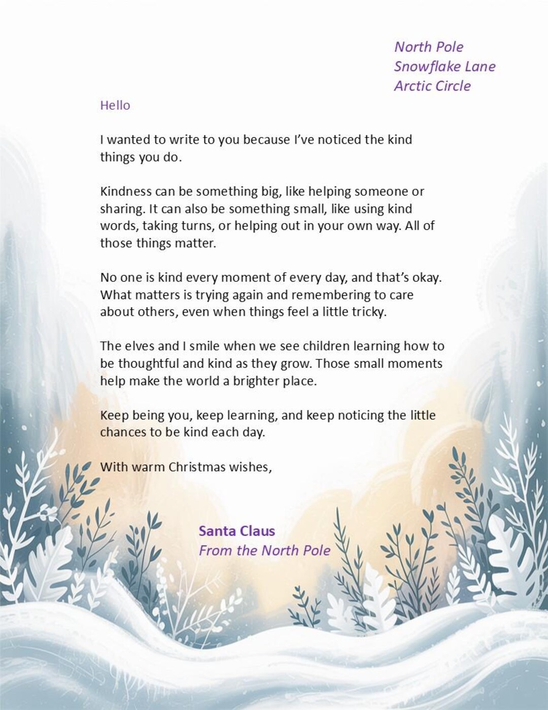 Kindness Santa Letter Pack for Children | Letter, Nice List & Envelope ...