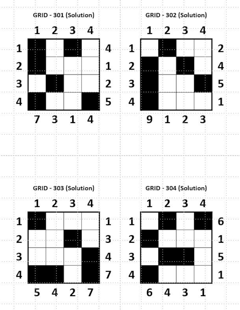 Kakurasu Puzzles Printable With Answers - Etsy