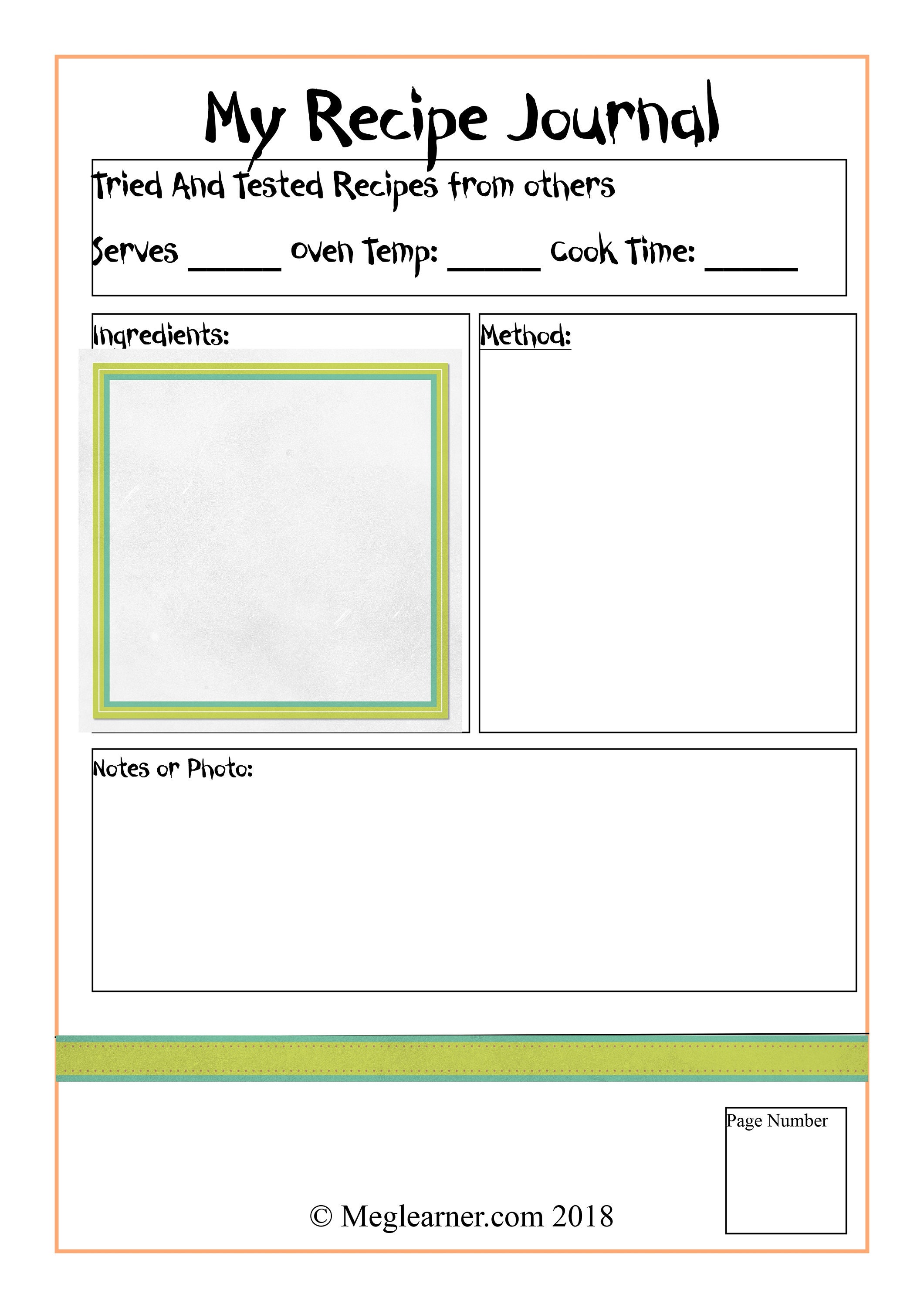 Recipe Journal, Food Recipes Journal, Keep Your Own Cooking Recipes ...