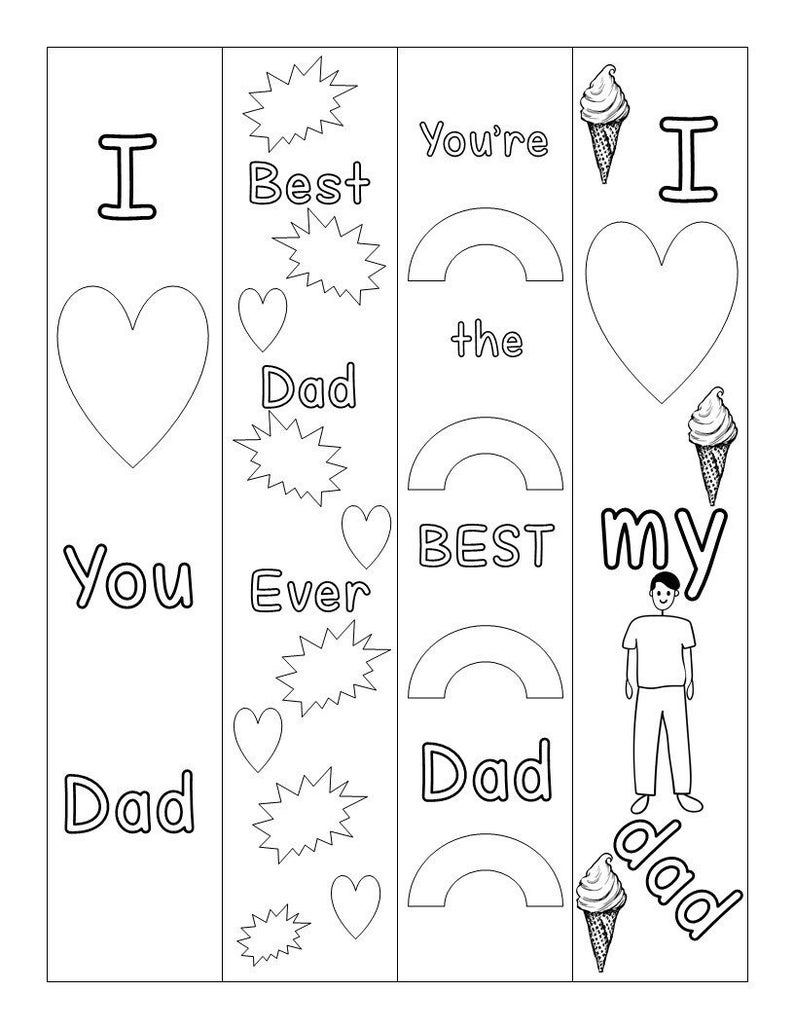 Father's Day Colouring DIY Bookmarks Set of 4 Dad - Etsy