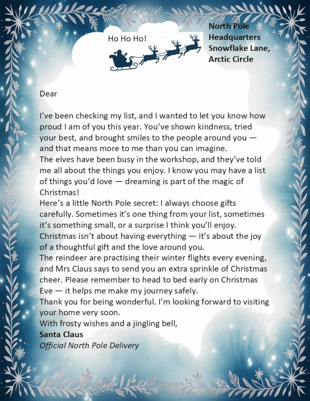 Printable Gentle Santa Letter Pack | With North Pole Envelope & Nice ...