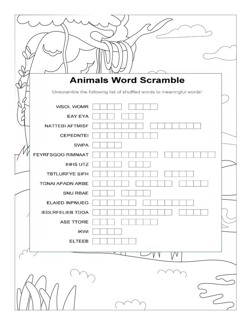 Printable Downloadable Word Scramble Anagram Fun Popular Paper and ...