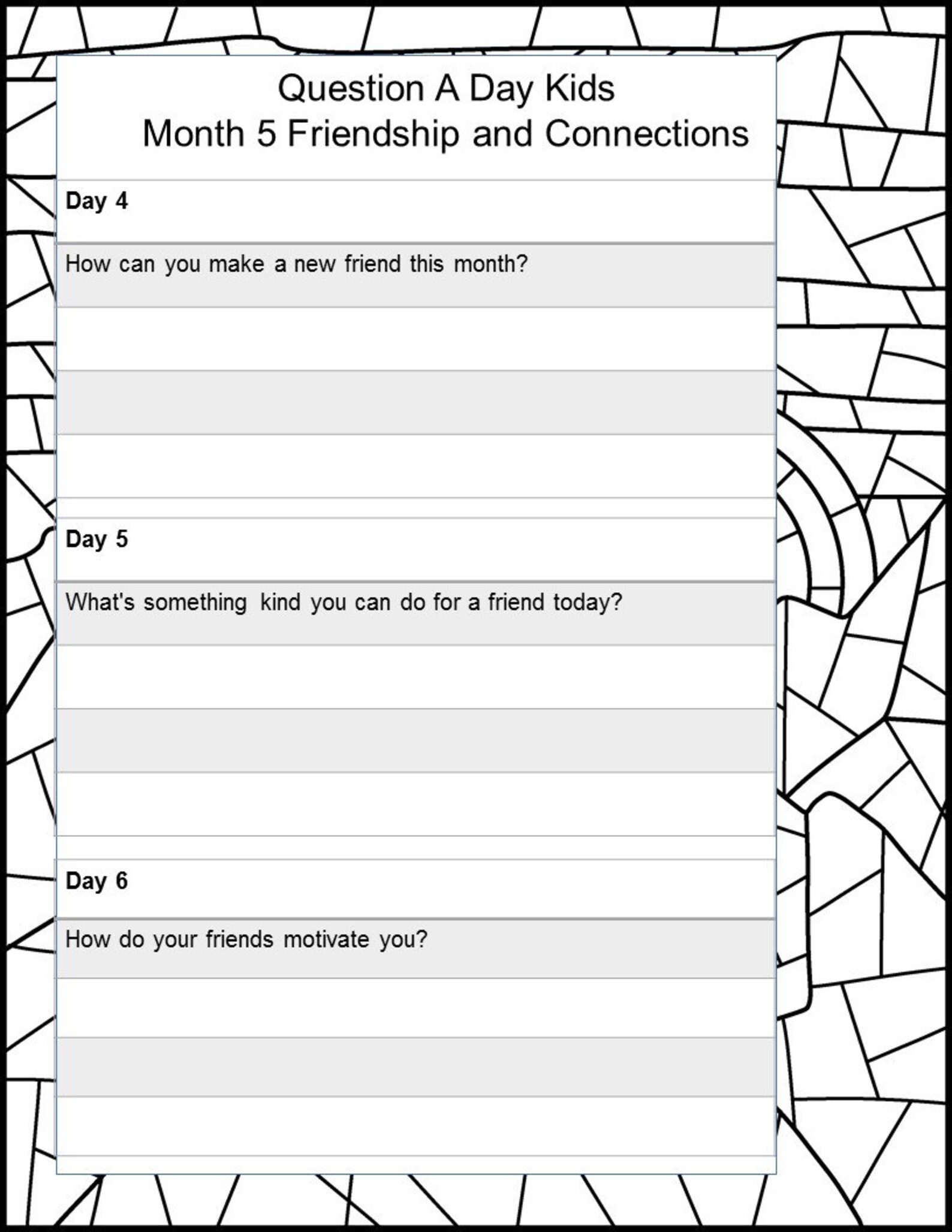 Instant Downloadable Question A Day for Kids Journal, Month of ...