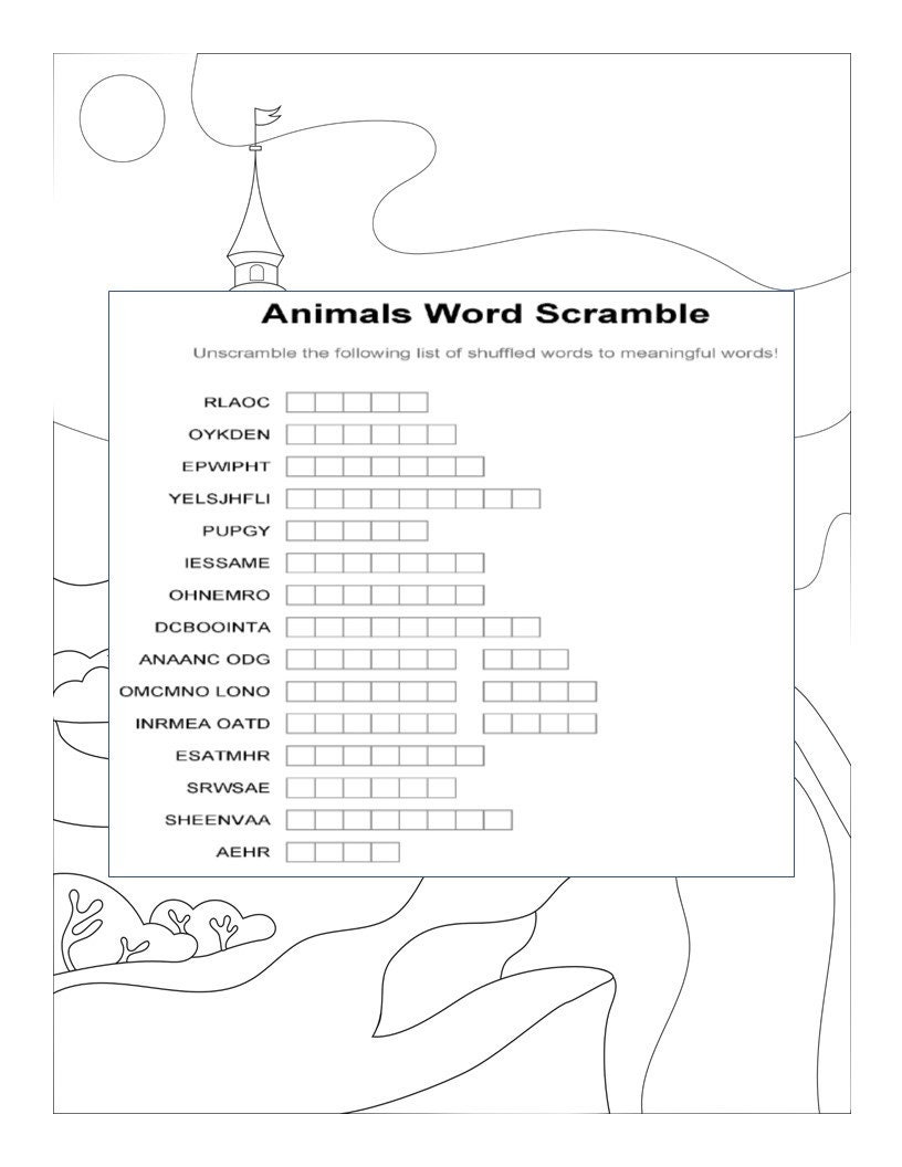 Printable Downloadable Word Scramble Anagram Fun Popular Paper and ...