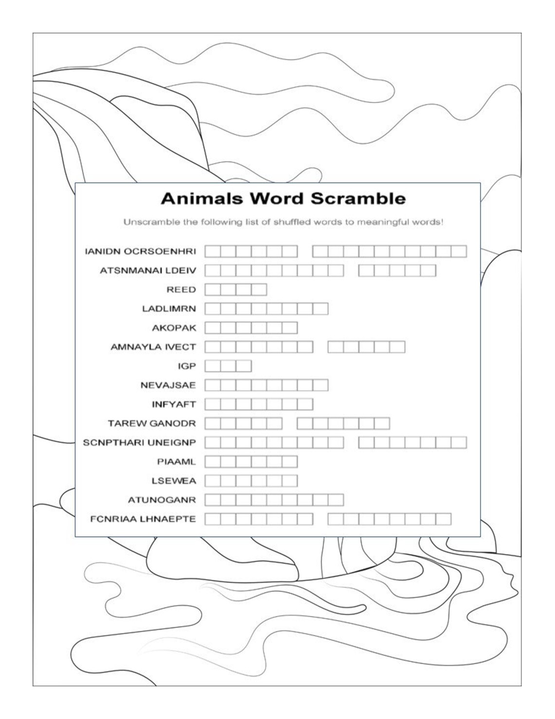 Printable Downloadable Word Scramble Anagram Fun Popular Paper and ...