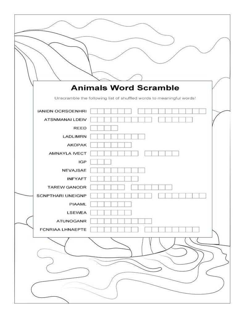 Printable Downloadable Word Scramble Anagram Fun Popular Paper - Etsy