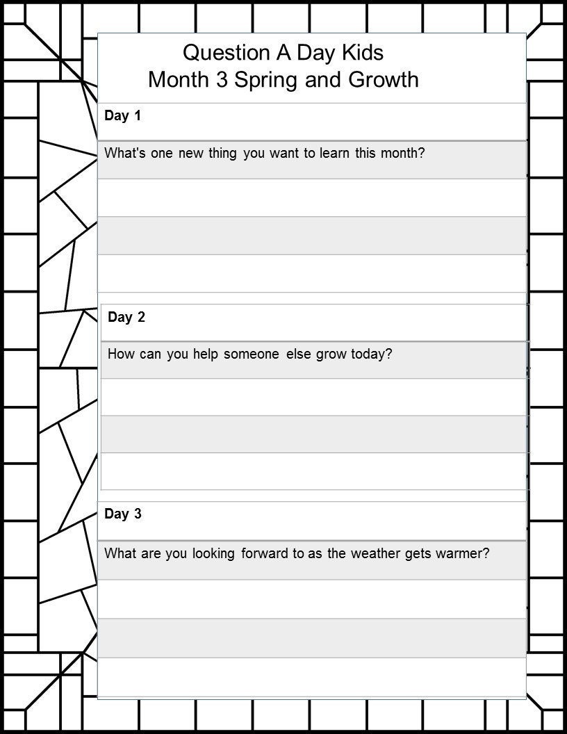 Question A Day for Kids Month of Questions Journal Instant Downloadable ...