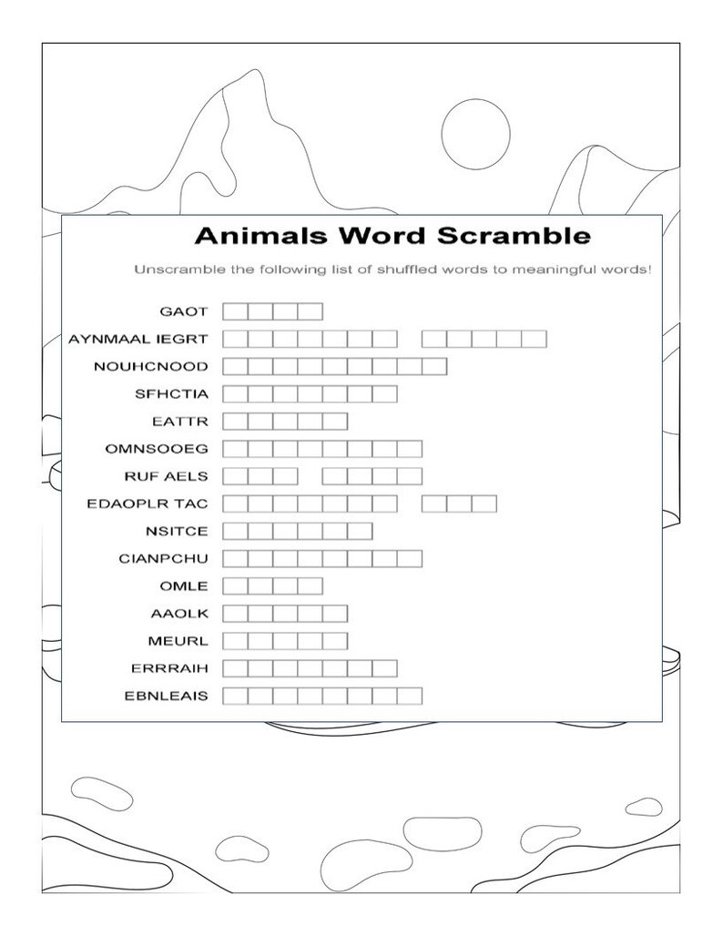 Printable Downloadable Word Scramble Anagram Fun Popular Paper - Etsy