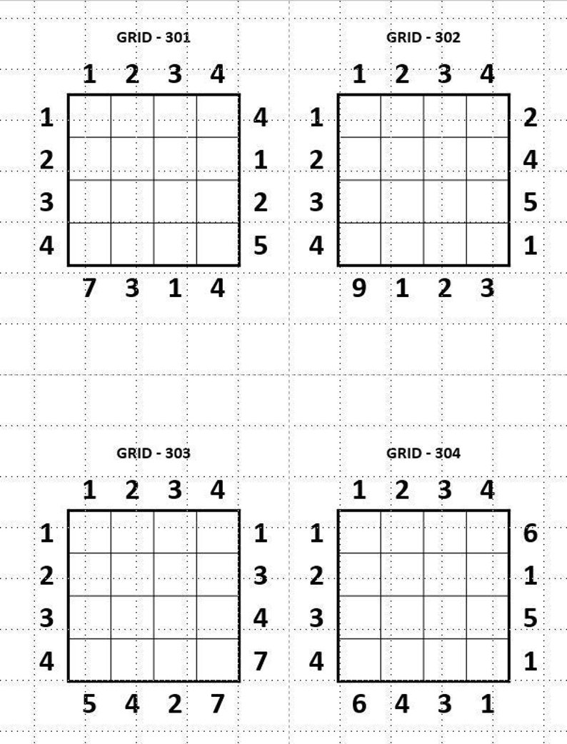 Kakurasu Puzzles Printable With Answers - Etsy