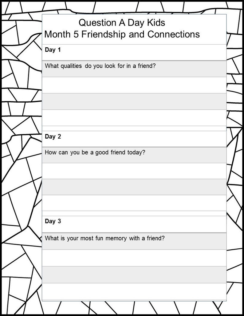 Instant Downloadable Question A Day for Kids Journal, Month of ...