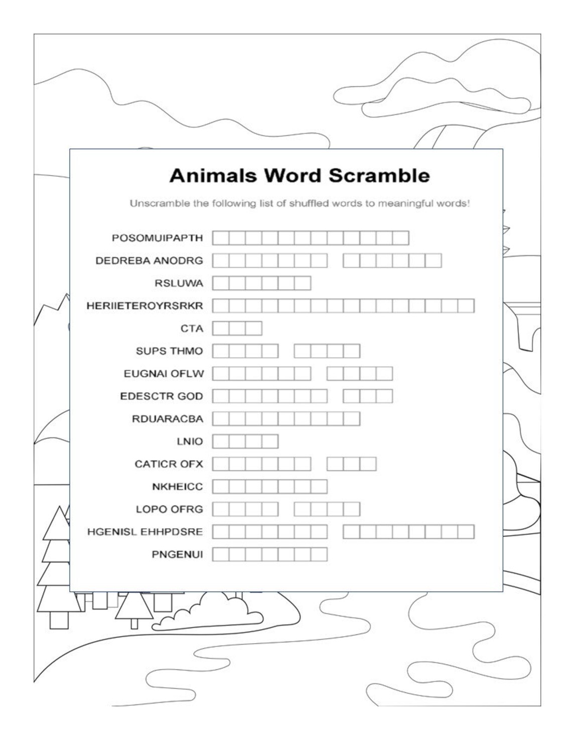 Printable Downloadable Word Scramble Anagram Fun Popular Paper and ...