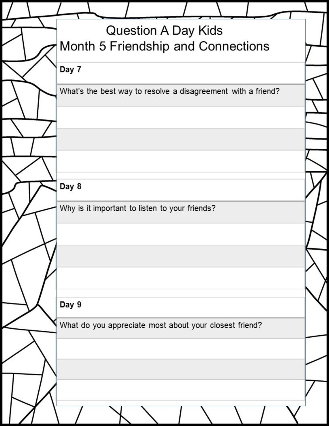 Instant Downloadable Question A Day for Kids Journal, Month of ...