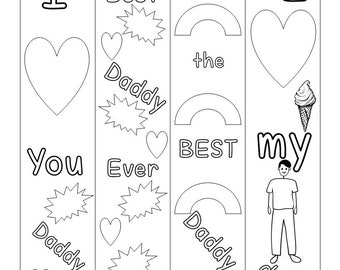 Father's Day Colouring DIY Bookmarks | Set of 4 Father Bookmarks ...