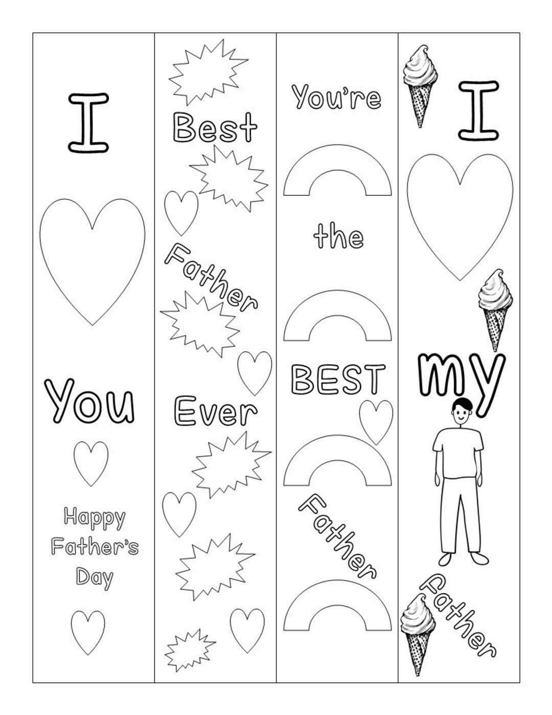 Father's Day Colouring DIY Bookmarks | Set of 4 Father Bookmarks ...