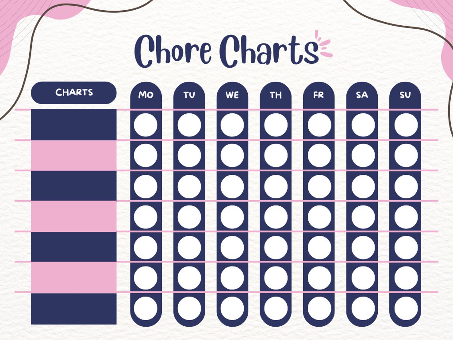 Chore Chart for Kids Printable, Weekly Chore Chart for Children, Kids ...