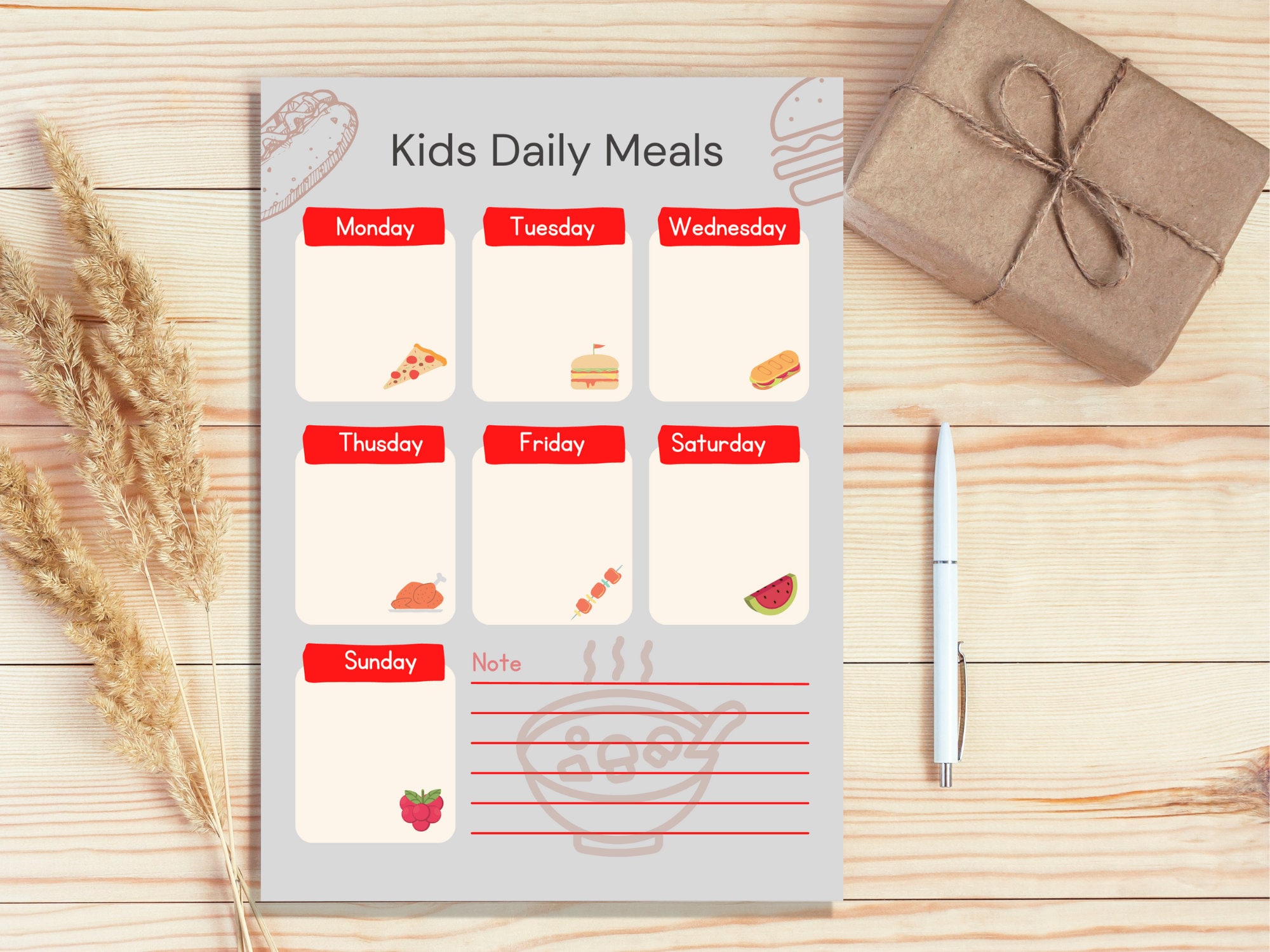 Printable Kid's Meal Planner, Meal Tracker, Food Journal, Menu Plan ...