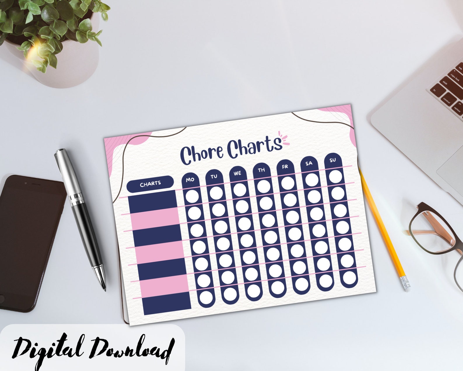 Chore Chart for Kids Printable, Weekly Chore Chart for Children, Kids ...