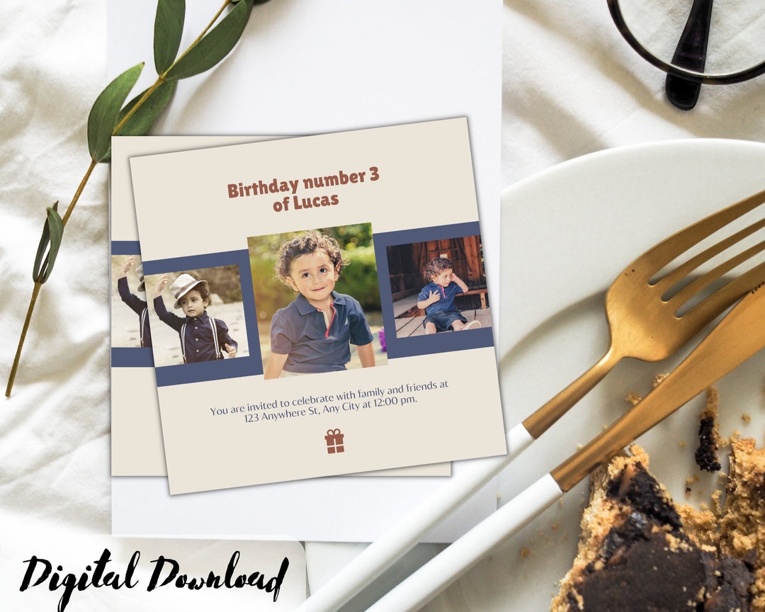 Editable Modern Birthday Invite, Canva Birthday Invite, Birthday Party ...