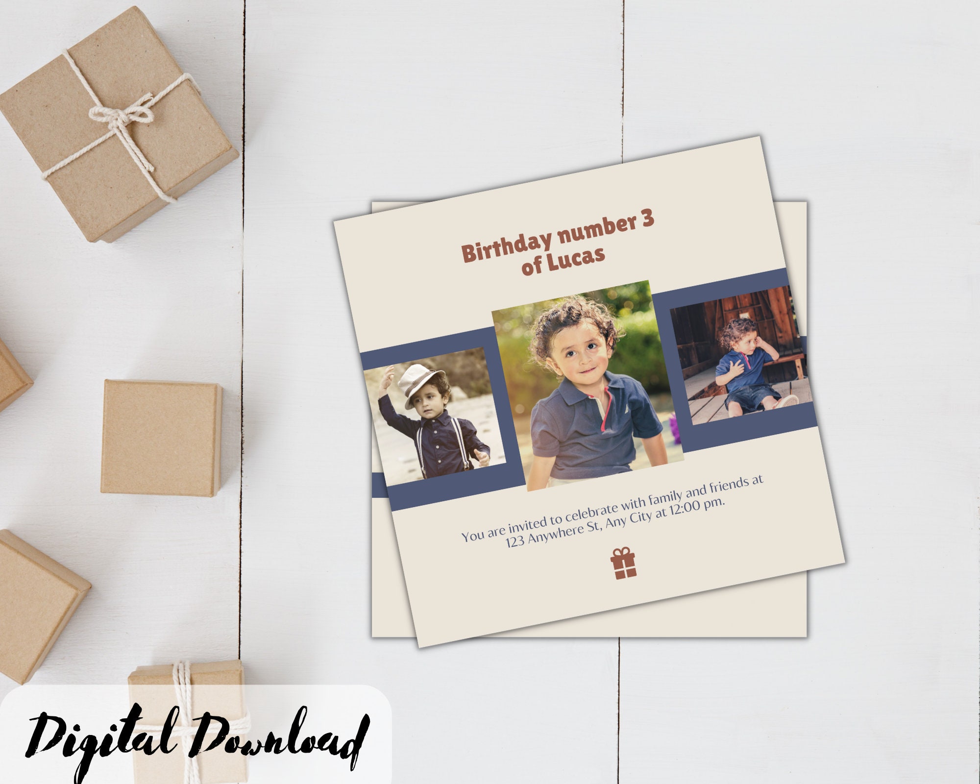 Editable Modern Birthday Invite, Canva Birthday Invite, Birthday Party ...