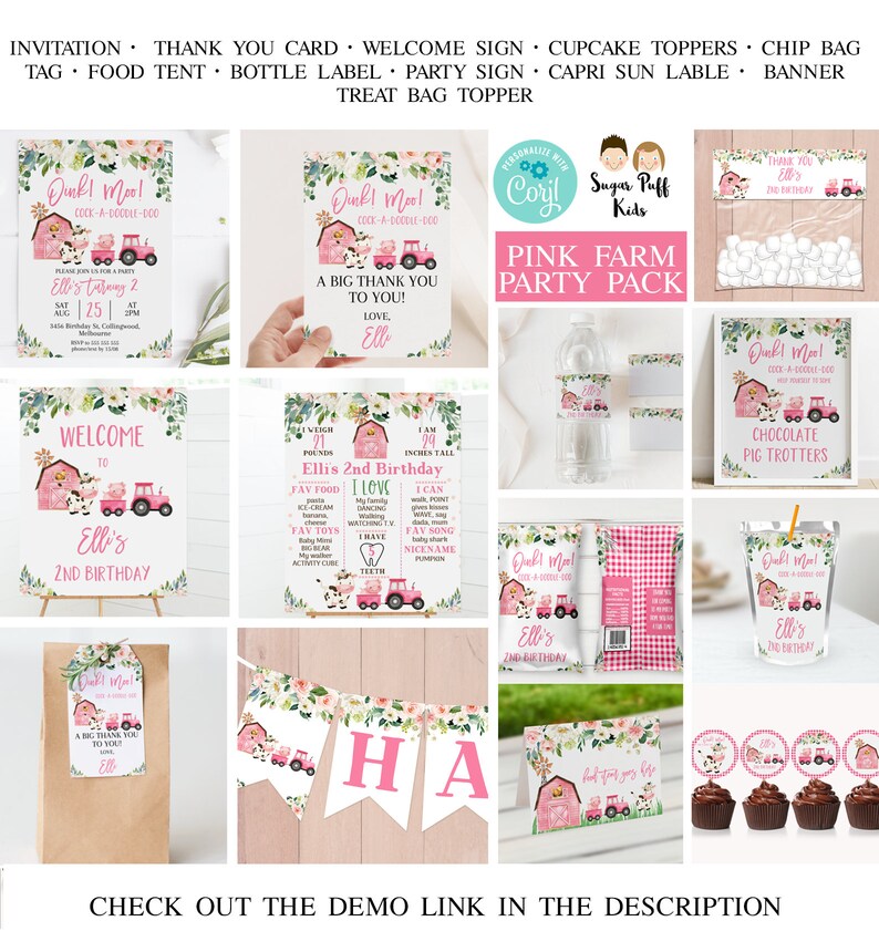 Editable Floral Pink Farm Birthday Milestone Poster Printable - Etsy