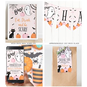 Editable Girls Pink Halloween Birthday Party Printables - Etsy