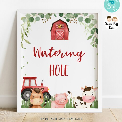 Editable Boys Red Farm Birthday Welcome Sign Printable Red - Etsy