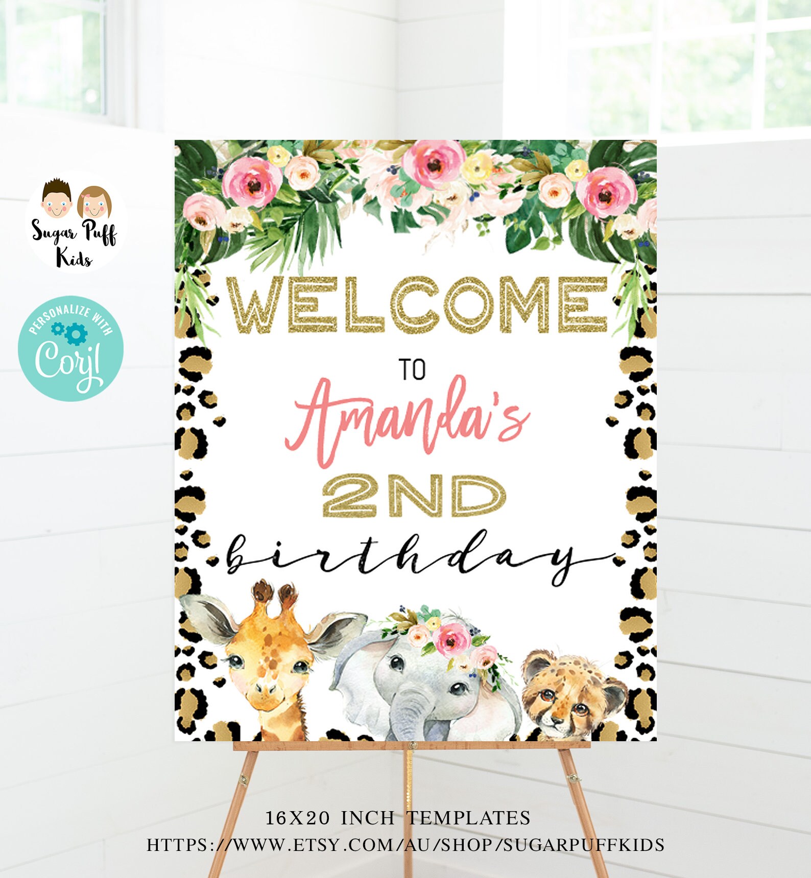 Editable Cheetah Print Two Wild Glitter Birthday Party - Etsy