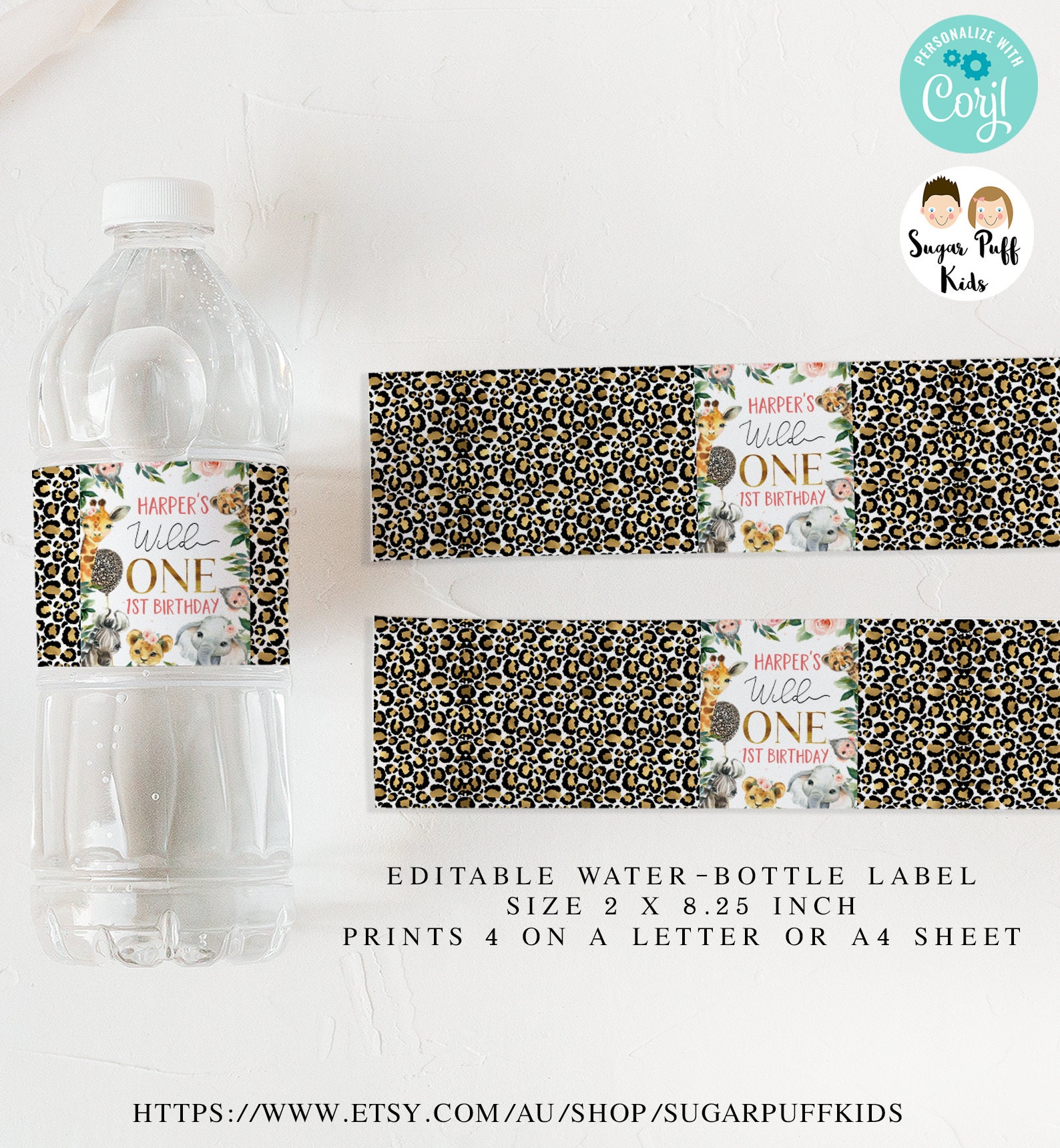Editable Wild One Water Label Printable Safari Water Bottle - Etsy ...
