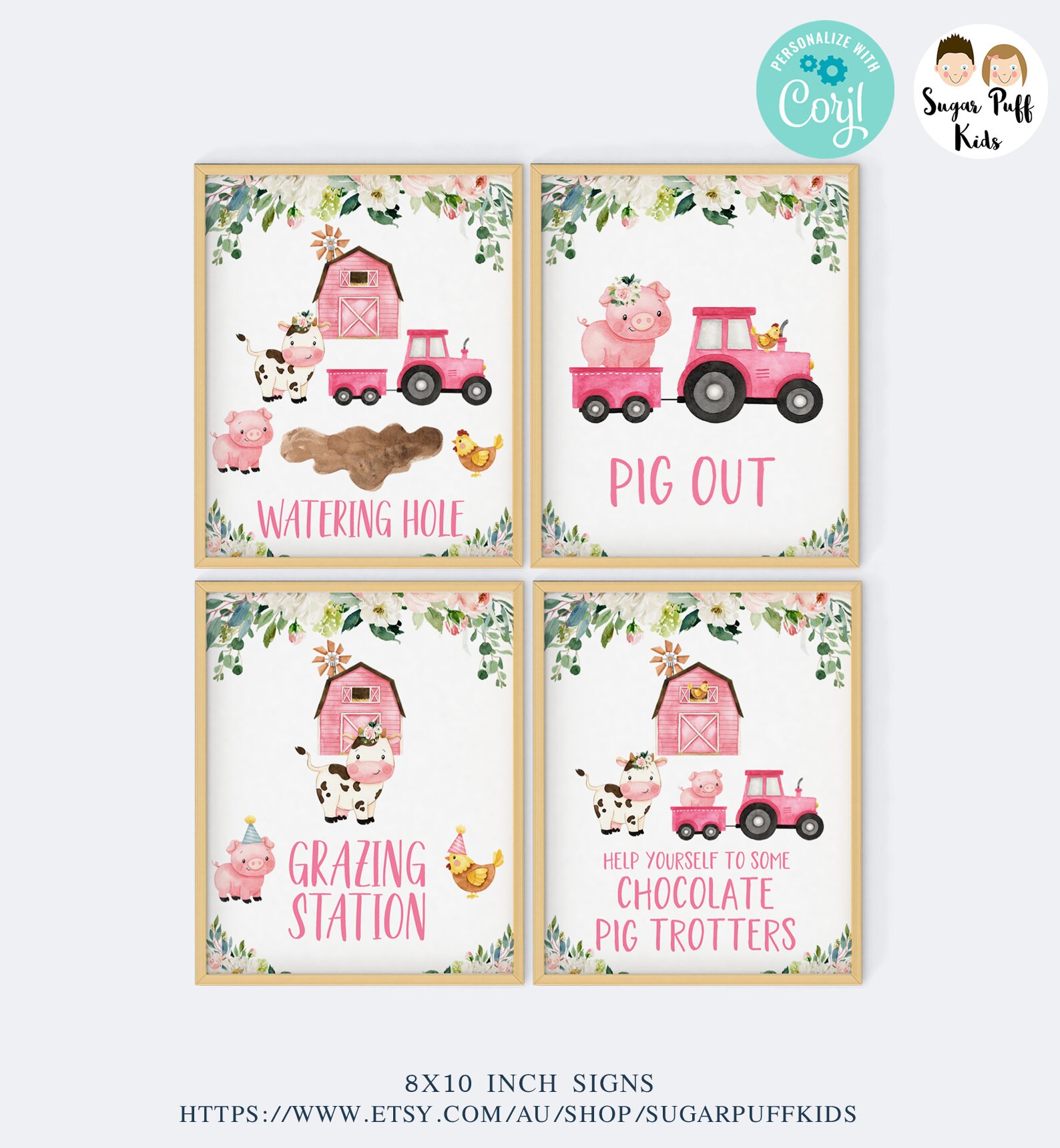 Printable Pink Farm Birthday Sign Girls Party Girls Editable - Etsy ...