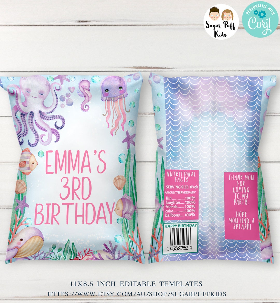 Editable Purple Under the Sea Bag, Instant Download Octopus Sea ...