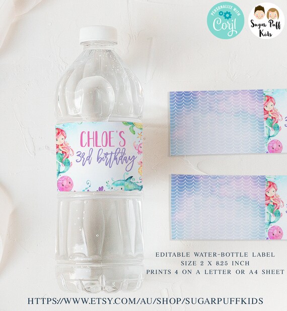 Editable birthday under the sea water bottle label, Printable sea ...
