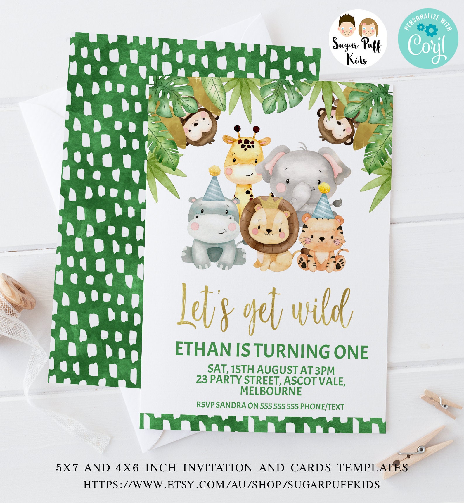 Editable Safari Lets Get Wild Mini Birthday Party Package | Etsy
