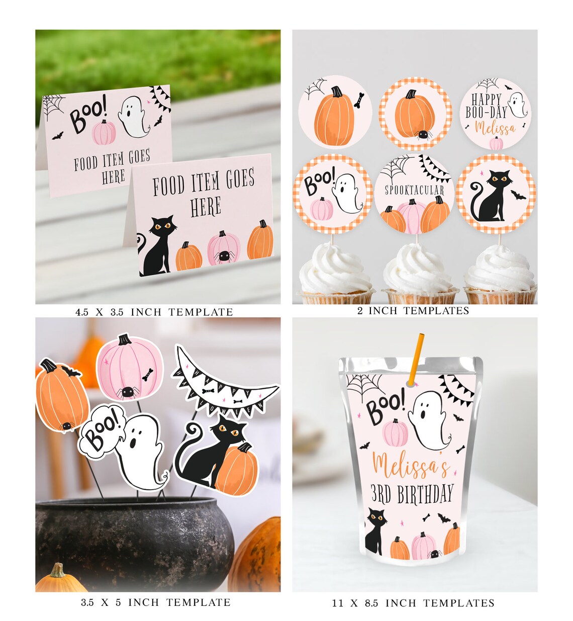 Editable Girls Pink Halloween Birthday Party Printables - Etsy