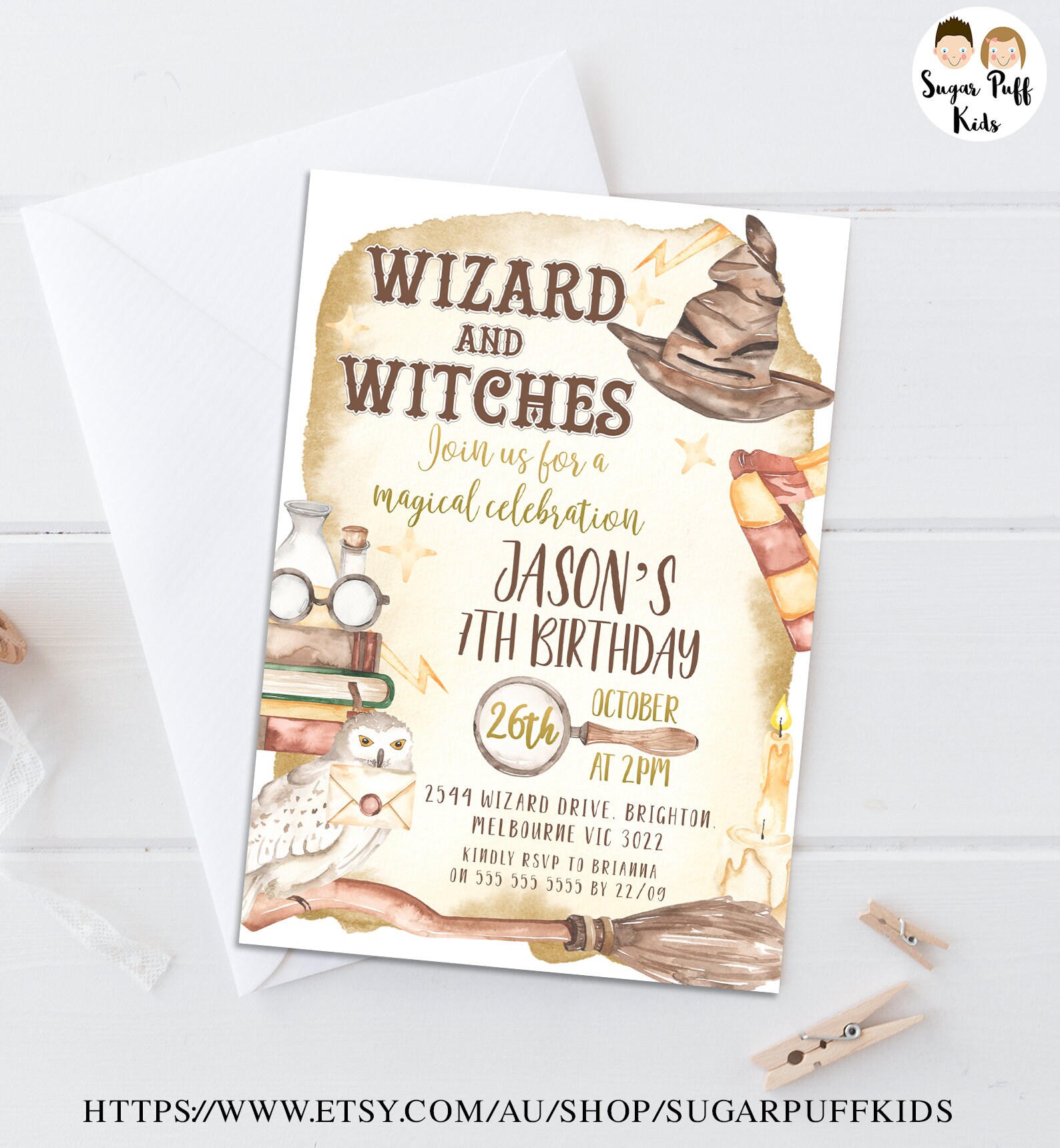 Editable Wizard and Witches Birthday Invitation Printable - Etsy Australia