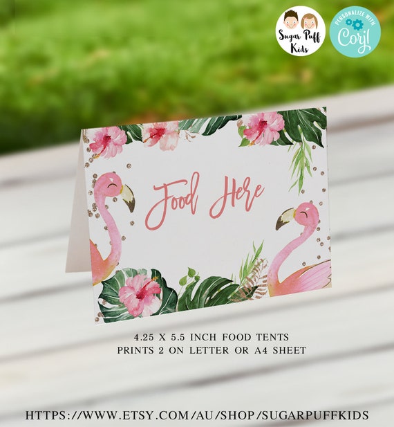 Editable Pink Floral Flamingo Food Tent, Printable Flamingle Food Tent ...
