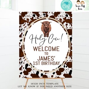 Editable Boys Highland Cow Birthday Party Printables Instant - Etsy