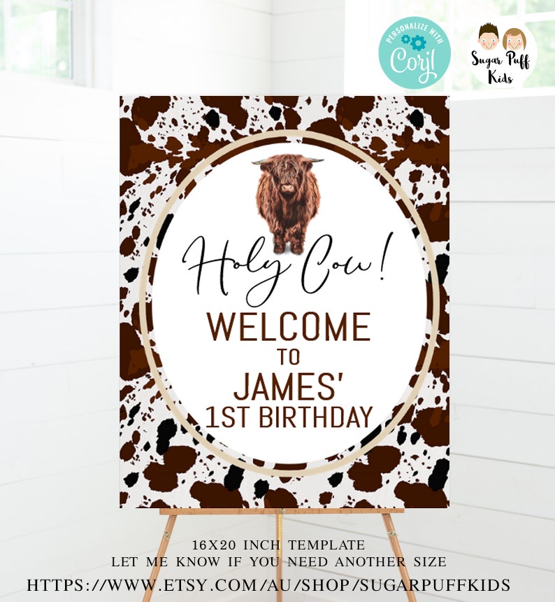 Editable Boys Highland Cow Birthday Party Printables Instant - Etsy