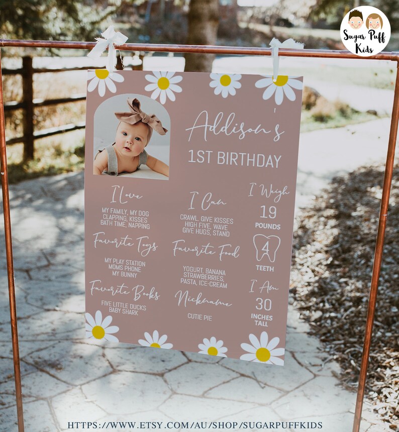 Editable Retro Daisy Milestone Poster Printable Girls Boho - Etsy Australia